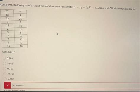 Solved Consider The Following Set Of Data And The Model We Chegg Com