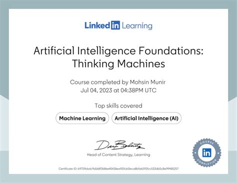 mohsin munir on linkedin certificate of completion