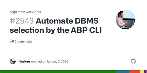 Automate Dbms Selection By The Abp Cli · Issue 2543 · Abpframeworkabp · Github