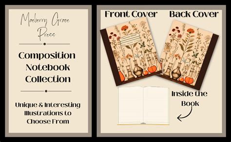 Composition Notebook College Ruled Vintage Aesthetic Science Lab Tools Illustration Volume