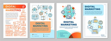 디지털 마케팅 브로셔 템플릿 레이아웃입니다 Smm 타겟팅 전단지 소책자 선형 그림이있는 전단지 인쇄 디자인 잡지 연례 보고서 광고 포스터에 대한 벡터 페이지 레이아웃 인포