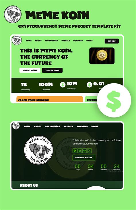 Cryptocurrency Elementor Template Kit Meme Koin