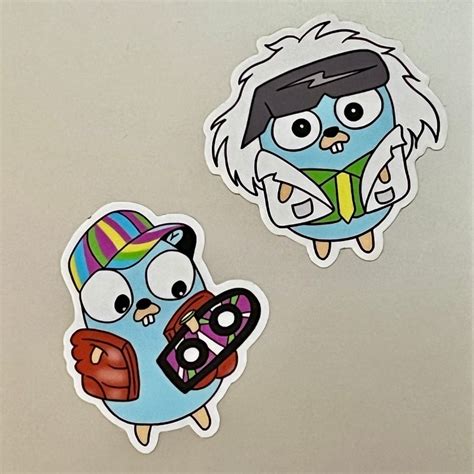 Doc Brown And Marty Mcfly Golang Gopher Laptop Stickers Improved Design