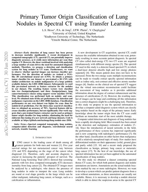 Primary Tumor Origin Classification Of Lung Nodules In Spectral Ct