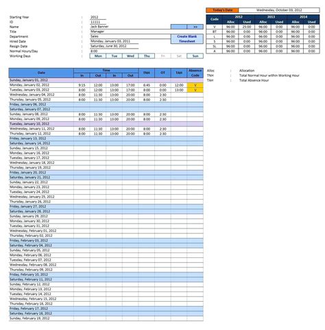 Overtime Spreadsheet Template