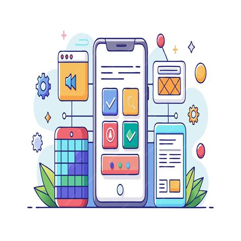 모바일 와이어프레임ux Ui 디자인 애플리케이션 인터페이스 와이어프레이임 디자인 모바일 모 프리미엄 Ai 생성 벡터