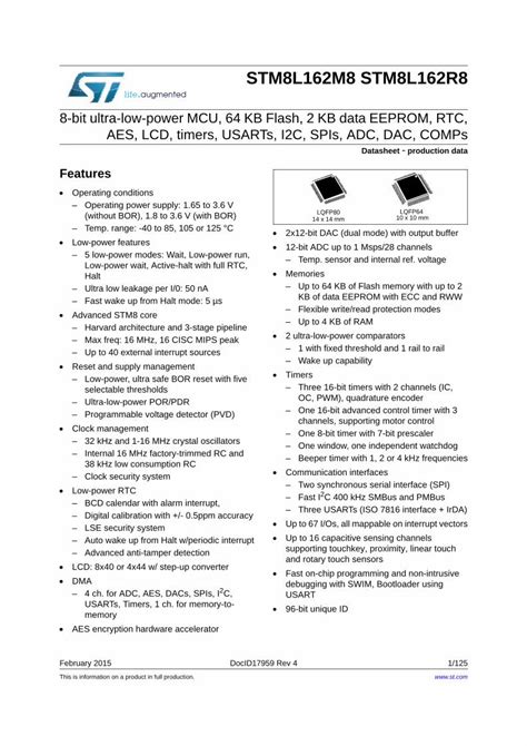 pdf 8 bit ultra low power mcu 64 kb flash 2 kb data eeprom