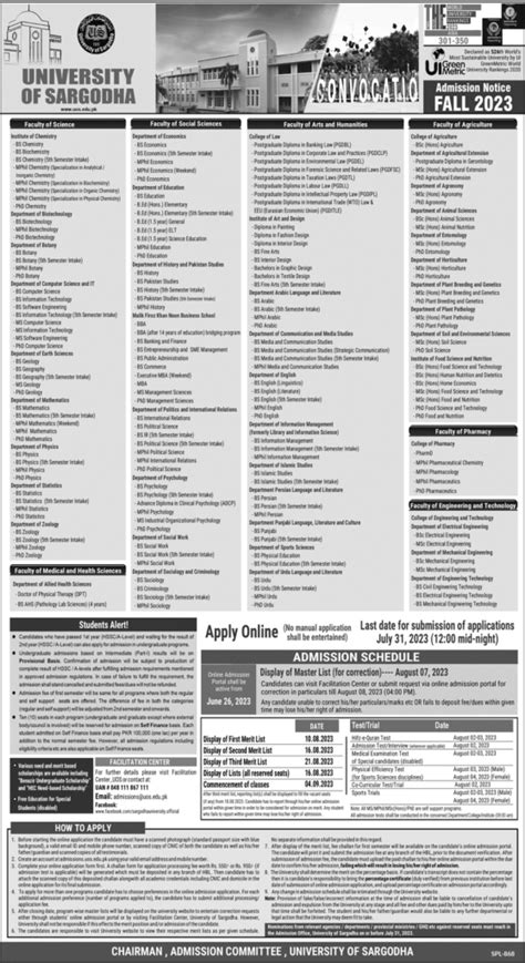 University Of Sargodha Admissions 2023 Step By Pgc