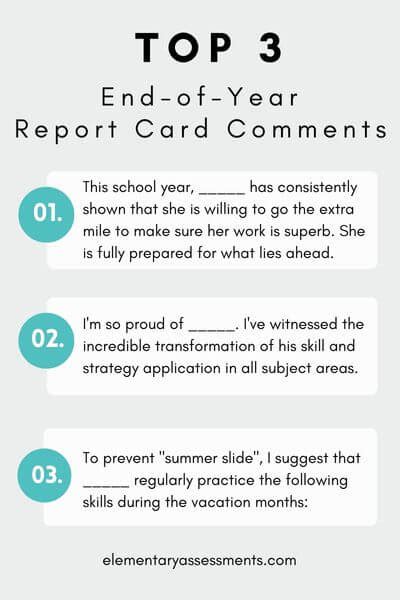 End Of Year Report Card Comments Youll Find Helpful