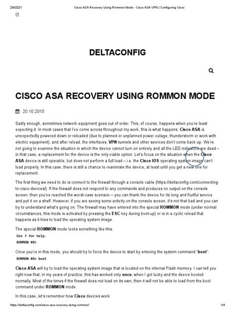 Cisco Asa Recovery Using Rommon Mode Pdf Booting Internet Protocols