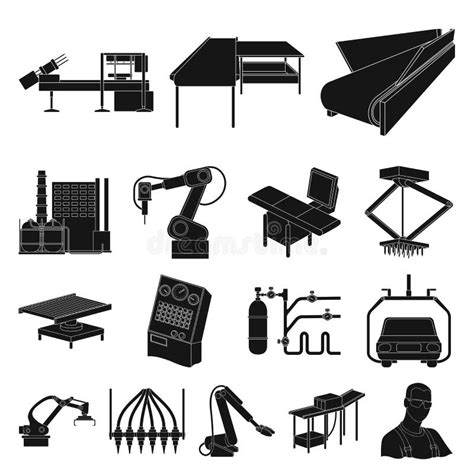 Equipment And Machine Black Icons In Set Collection For Design Technical Progress Of The Factory