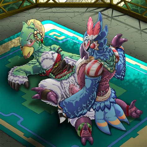 Rule 34 Amali Tloz Anthro Anthro On Anthro Avian Beak Bird Blush Breasts Breath Of The Wild