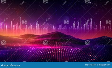 Futuristic Wave Abstract Technology Background Visualization Of Big