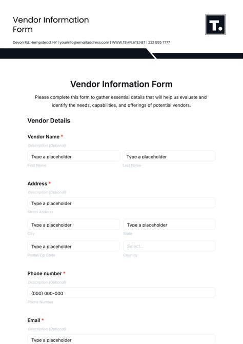 Free Vendor Form Templates To Edit Online