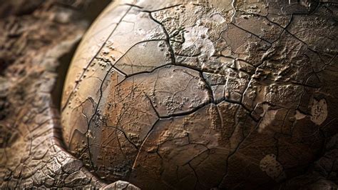 Macro Image Of A Fossilized Dinosaur Egg Revealing The Texture And Size