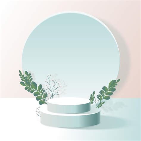 파스텔 색상의 현실적인 3d 연단 무료 벡터