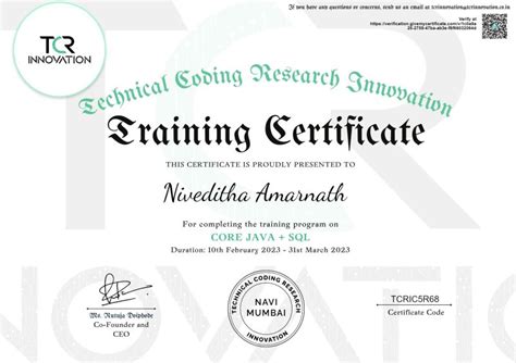 Niveditha Amarnath On Linkedin Connections Internship Java Sql Tcrinnovation