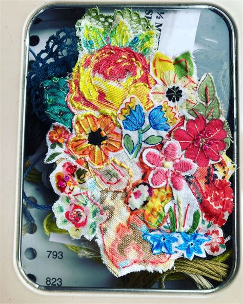 Colorful Flower Embroidery Stitching