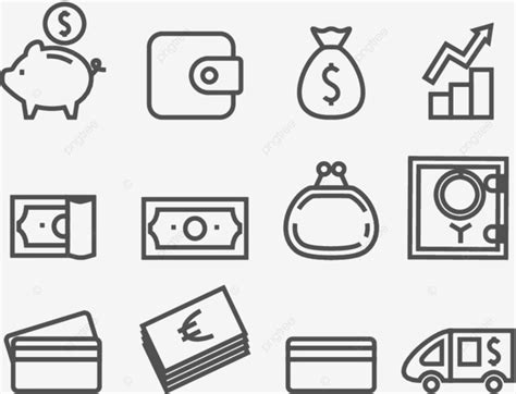 돈 아이콘 세트 라인 계정 스톡 투자 벡터 Png 일러스트 및 벡터 에 대한 무료 다운로드 Pngtree
