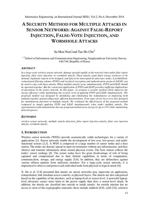 A Security Method For Multiple Attacks In Sensor Networks Against Fal