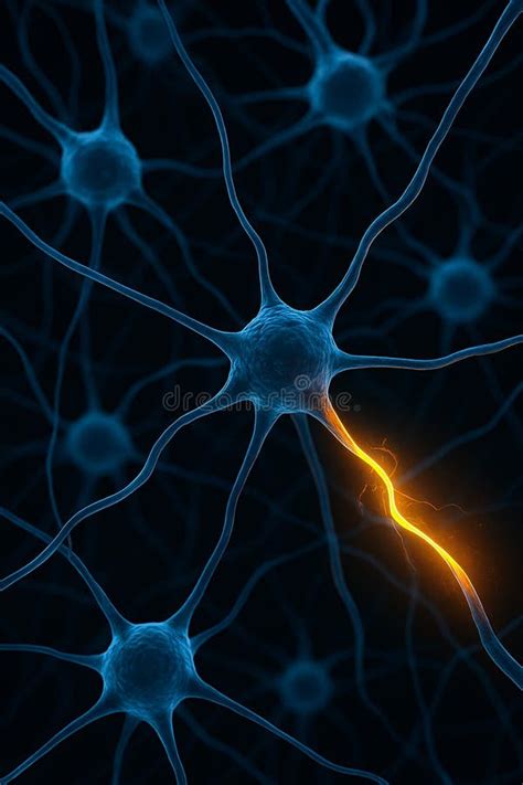 Electric Signal Transmission Between Neurons In Abstract Brain System Stock Illustration