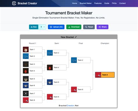 Printable Tournament Bracket Bracket Creator