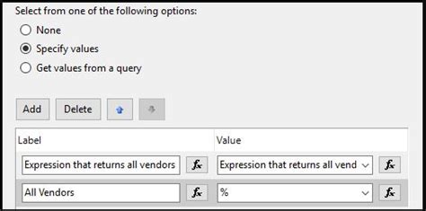 Sql How Do I Add A Wildcard Option As An Available Option For A Ssrs