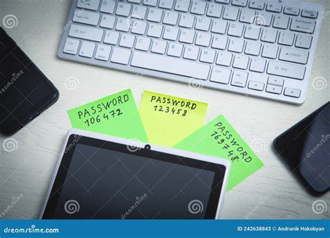 Password Message Written On Sticky Notes Smartphones Tablet Computer