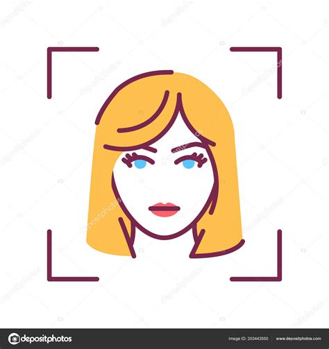 Identification Face Color Line Icon Id And Verifying Authorization