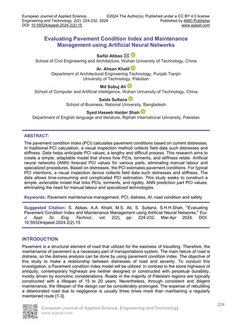 Pdf Evaluating Pavement Condition Index And Maintenance Management Using Artificial Neural