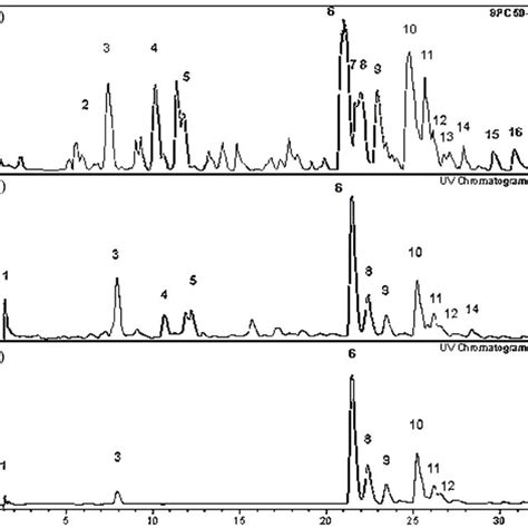 Base Peak Chromatogram A And Uv Chromatograms B 280 Nm C 360 Download Scientific