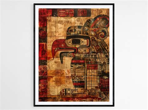 Mayan Hieroglyphic Print Beautiful Cultural History Wall Art For A