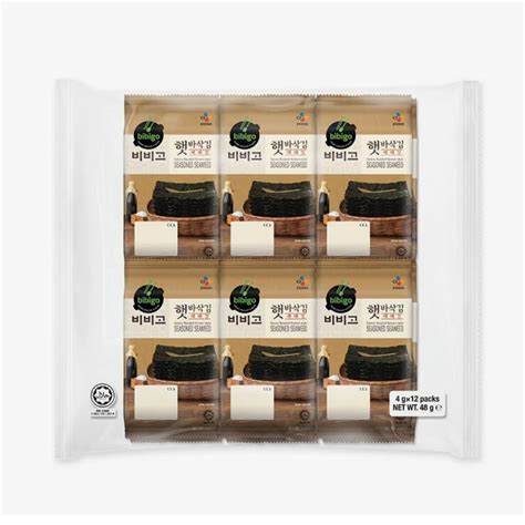 สาหร่ายทานเล่นเกาหลี ปรุงรสพร้อมทาน Cj Bibigo Savory Roasted Korean Seasoned Seaweed 4gx12ea