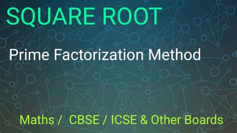 Square Root Prime Factorization Method YouTube