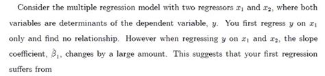 Solved Consider The Multiple Regression Model With Two
