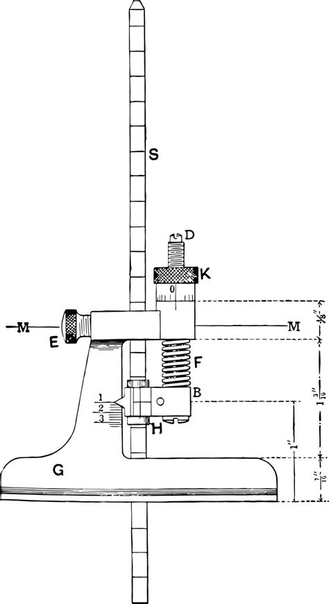 Depth Micrometer Gage Vintage Illustration Vector Art At Vecteezy