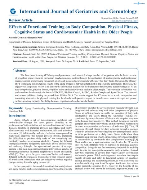 Pdf Effects Of Functional Training On Body Composition Physical Fitness Cognitive Status And