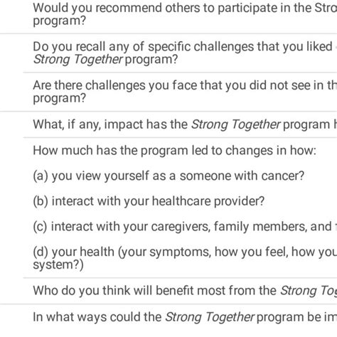 Sample Interview Questions For Assessing Intervention Acceptability Download Scientific Diagram