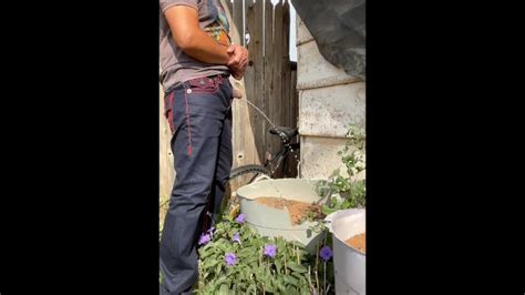 Taking A Desperate Full Bladder Public Morning Piss Outside Inside A