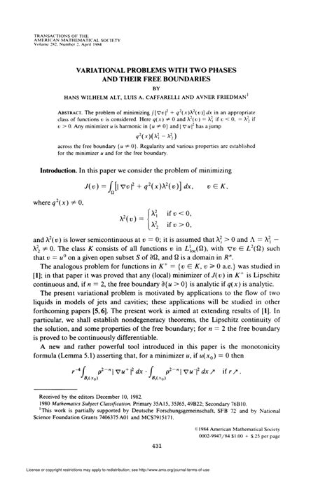 Pdf Variational Problems With Two Phases And Their Free Boundaries