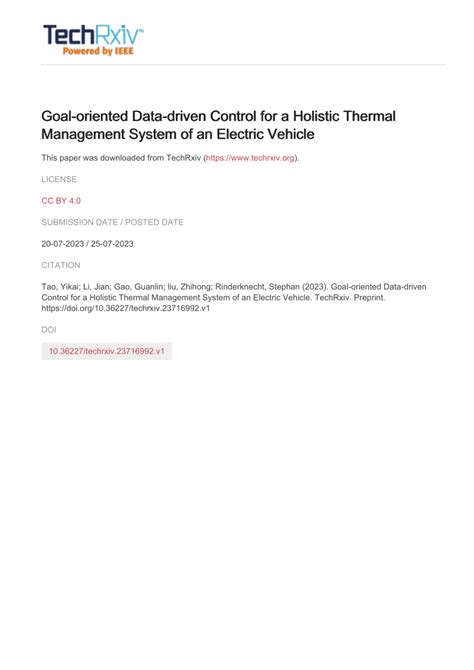 Pdf Goal Oriented Data Driven Control For A Holistic Thermal