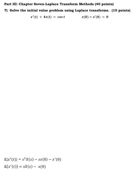 Solved Part III Chapter Seven Laplace Transform Methods Chegg