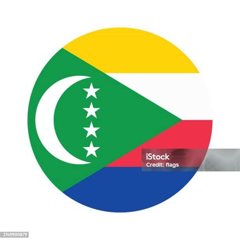 코모로 국기입니다 코모라 국기 원 아이콘 플래그입니다 버튼 플래그 아이콘입니다 표준 색상 컴퓨터 일러스트레이션 디지털