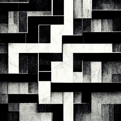 Modern Abstract Dynamic Shapes Black And White Background With Grainy Paper Texture Digital Art
