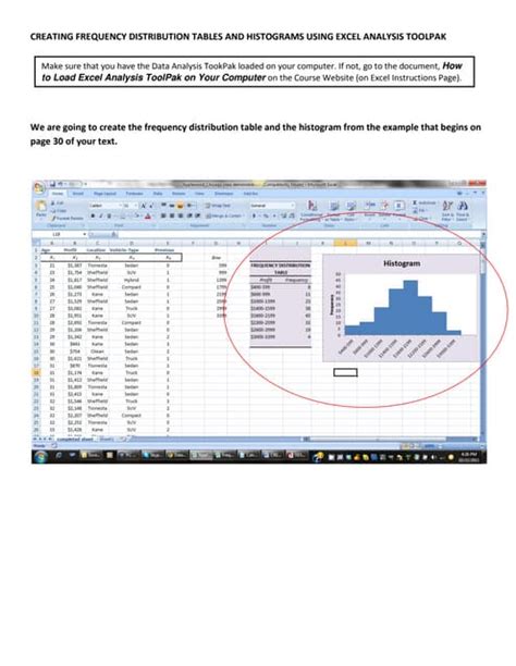 Creating Frequency Distribution Tables And Histograms Using Excel