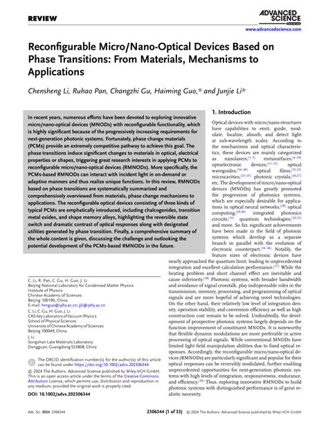 Pdf Reconfigurable Micro Nano‐optical Devices Based On Phase Transitions From Materials