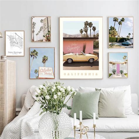 팜 스프링 맵 포스터 및 프린트 알로하 호텔 사인 아트 캔버스 회화 그림 중반 세기 현대 장식 객실 장식그림 And 서예 Aliexpress
