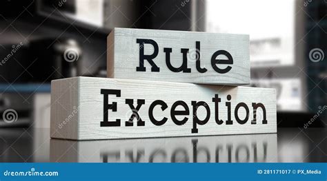 rule exception words on wooden blocks stock illustration
