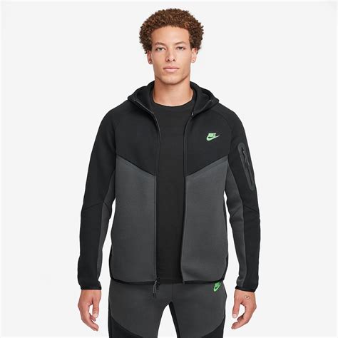 Nike Sportswear Tech Fleece Windrunner Full Zip Hoodie Black Anthracite Green Strike Tops
