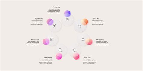 7 단계 원이있는 비즈니스 프로세스 차트 인포그래픽 원형 회사 워크플로 그래픽 요소 회사 순서도 프리젠 테이션 슬라이드 유리 모티즘 디자인의 벡터 정보 그래픽 글래스모피즘에